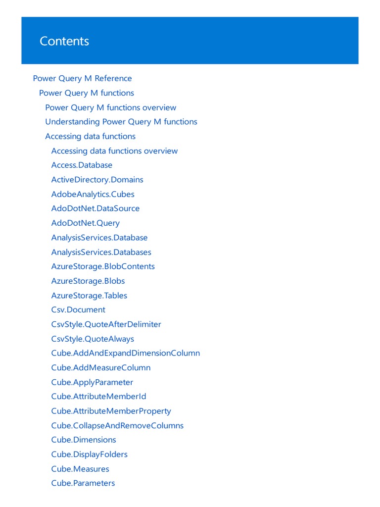 Power Query M Reference | PDF | Databases | Parameter (Computer Programming)