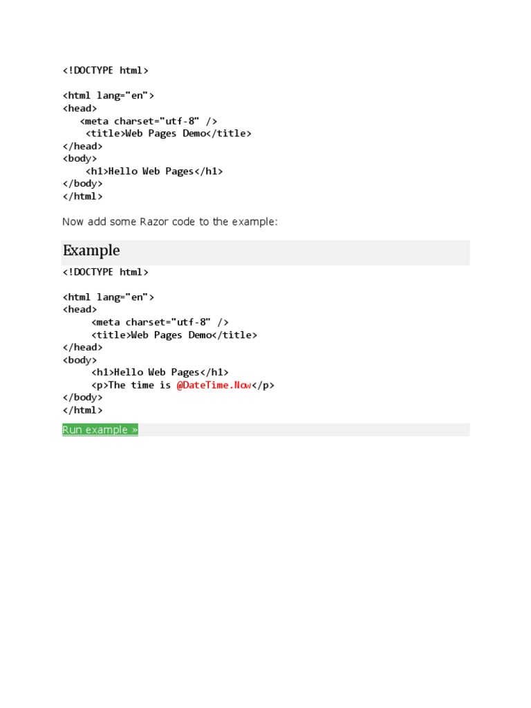 Example: Now Add Some Razor Code To The Example | PDF