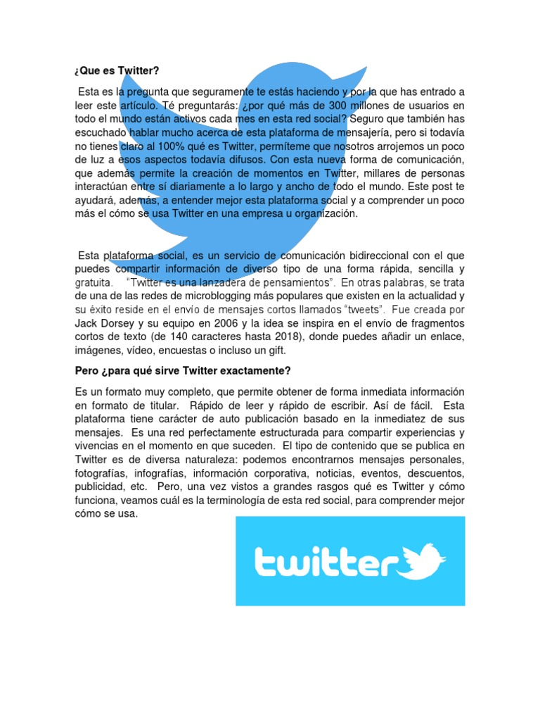 Que Es Twitter | PDF | Microblogging | Servicio de redes sociales