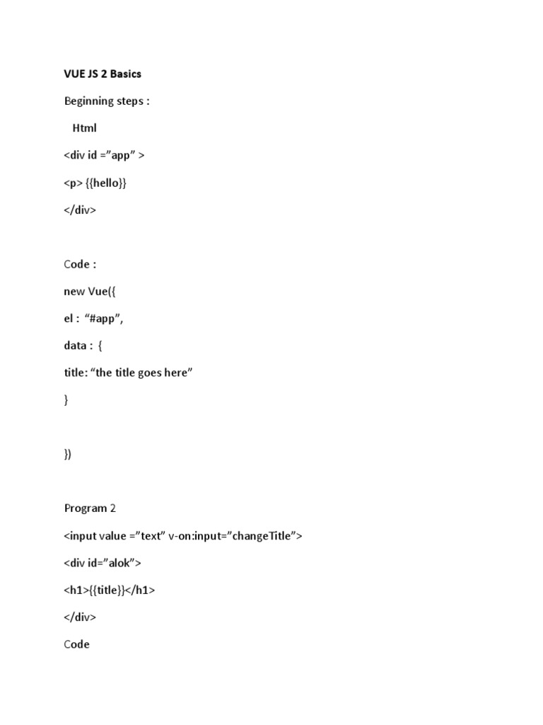 Vue Js 2 Basics Download Free Pdf Computer Programming Programming Paradigms 6993
