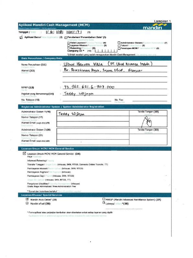 Formulir MCM Bank Mandiri | PDF