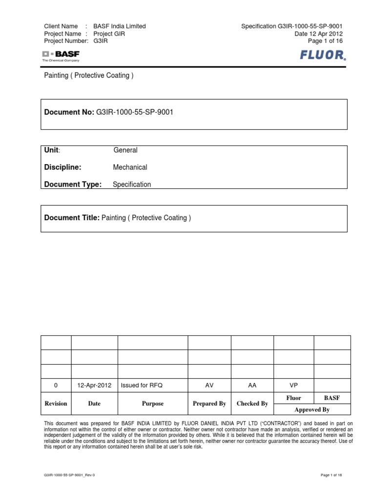 Painting Specification Storage Tank PDF | PDF | Paint | Specification ...