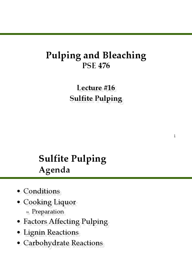 Sulfite Pulping | PDF | Pulp (Paper) | Sulfur Dioxide