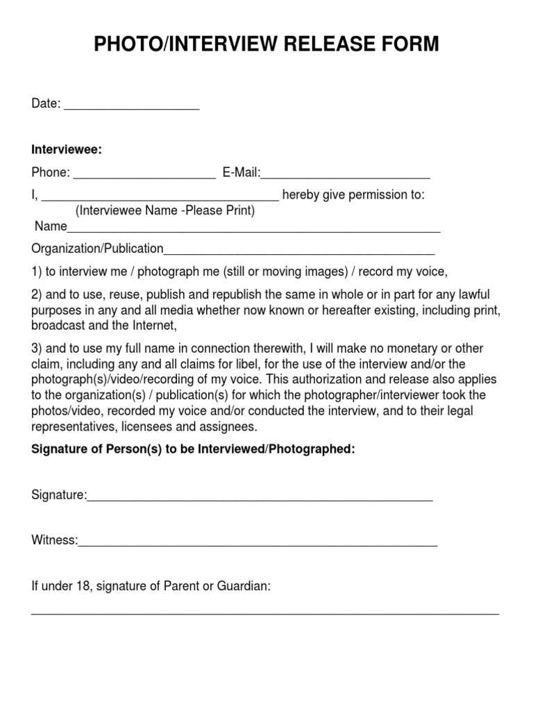 Draft Interview Release Form | PDF | Social Institutions | Social Science