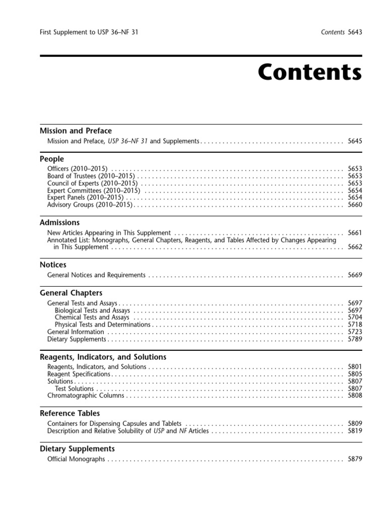 USP 36–NF 31 First Supplement | PDF | Federal Food | Food And Drug ...