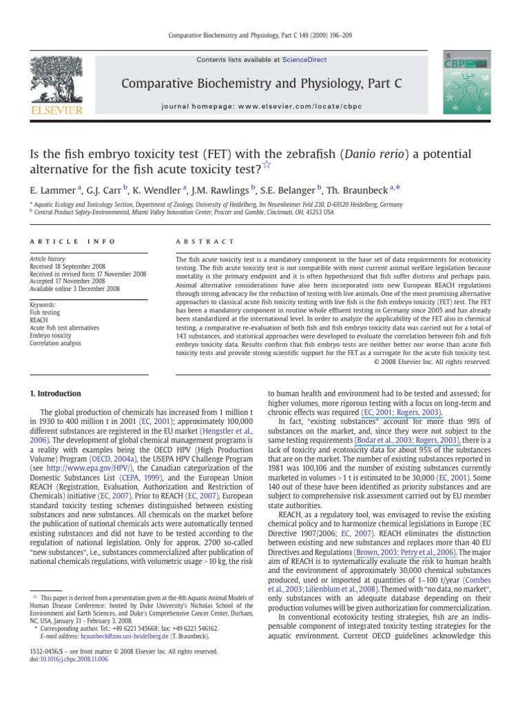 Is The Fish Embryo Toxicity Test FET Wit PDF | PDF | Regression ...