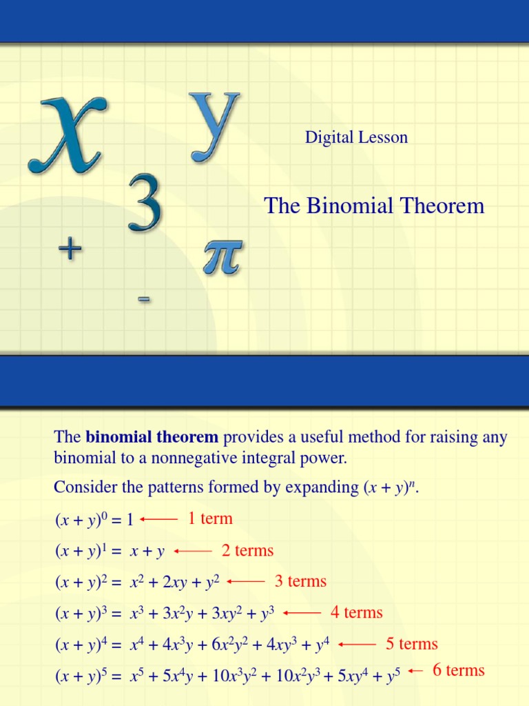 Binomial Theorem | PDF | Abstract Algebra | Elementary Mathematics