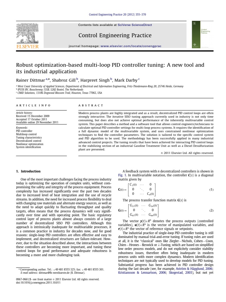 Control Engineering Practice: Rainer Dittmar, Shabroz Gill, Harpreet Singh, Mark Darby | PDF ...