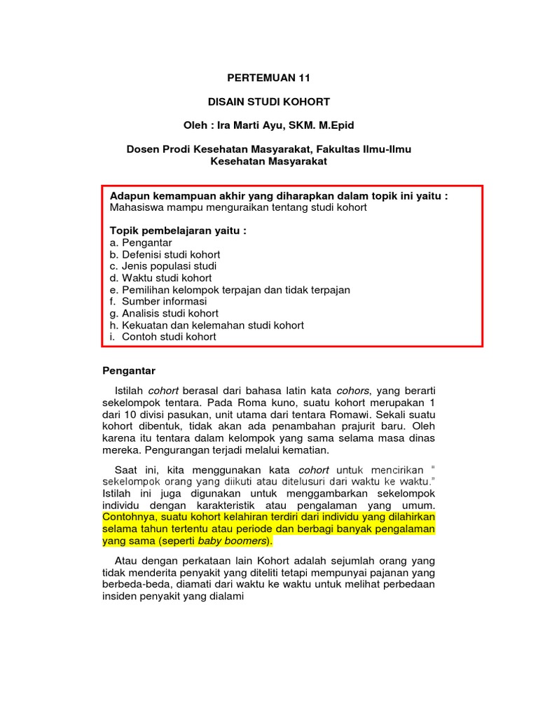 Disain Studi Kohort PDF | PDF