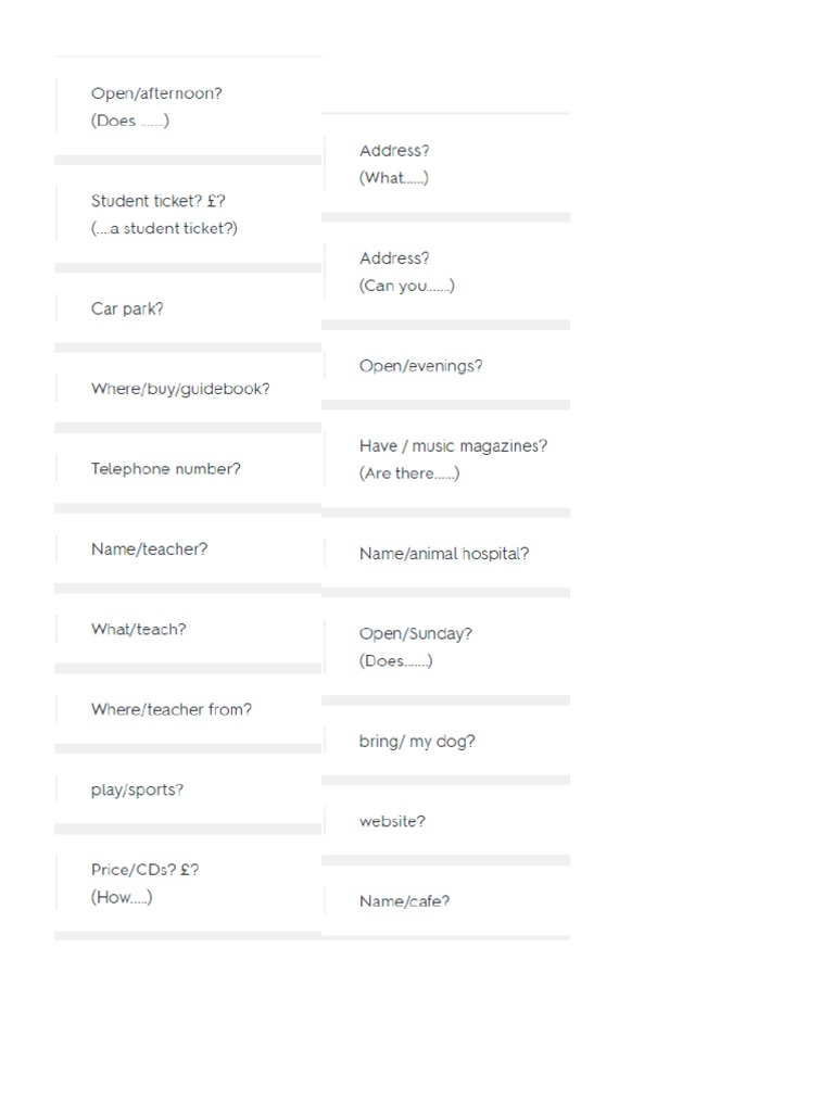 KET Speaking Part 2 Cards | PDF