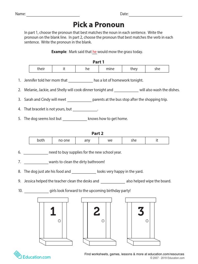 Pick A Pronoun: Example: Mark Said That | PDF