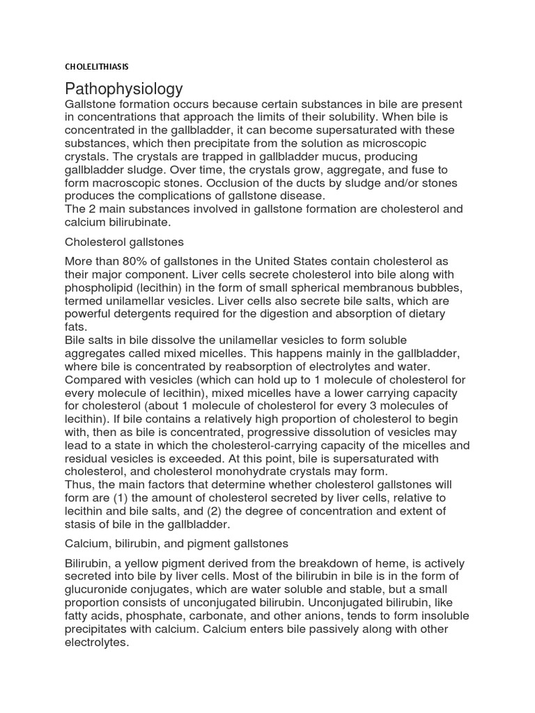 The Pathophysiology of Gallstone Formation: Cholesterol, Calcium ...