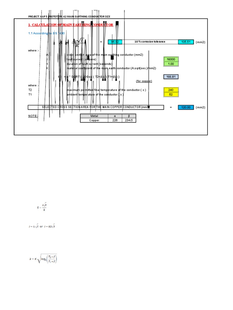 IA Earthing Calculations BS 7430 +A1 2015 EEA | PDF | Electrical ...