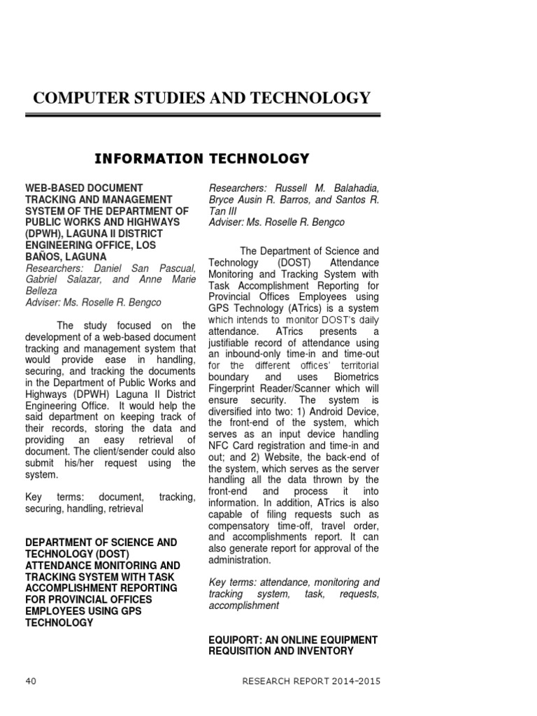 Web-Based Document Tracking and Management System of The Department of Public Works and Highways ...