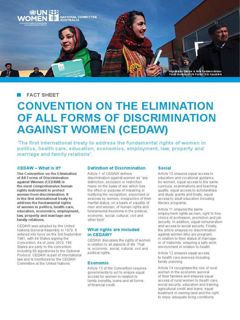 Convention On The Elimination of All Forms of Discrimination Against Women (Cedaw) | PDF ...