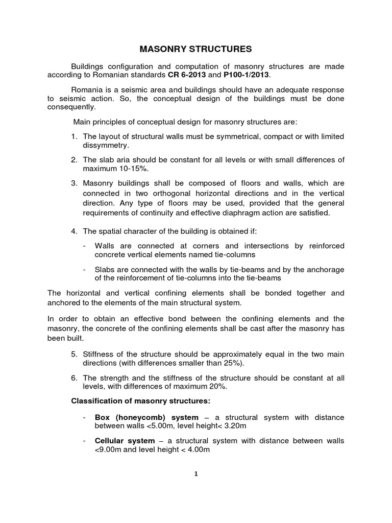 Masonry Structures PDF | PDF | Masonry | Wall