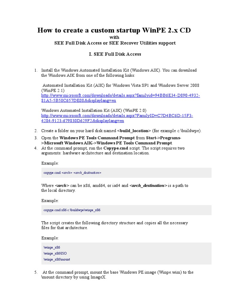 How To Create A Custom Startup Winpe 2.X CD | PDF | Windows Registry | Computing Platforms