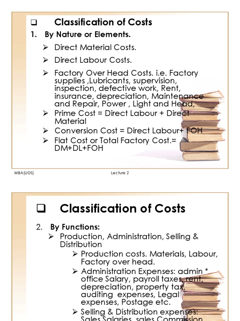 Classification of Costs: 1. by Nature or Elements | PDF | Cost | Expense