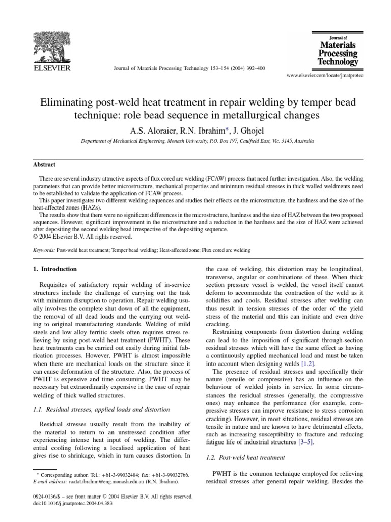 Eliminating Post-Weld Heat Treatment in Repair Welding by Temper Bead ...