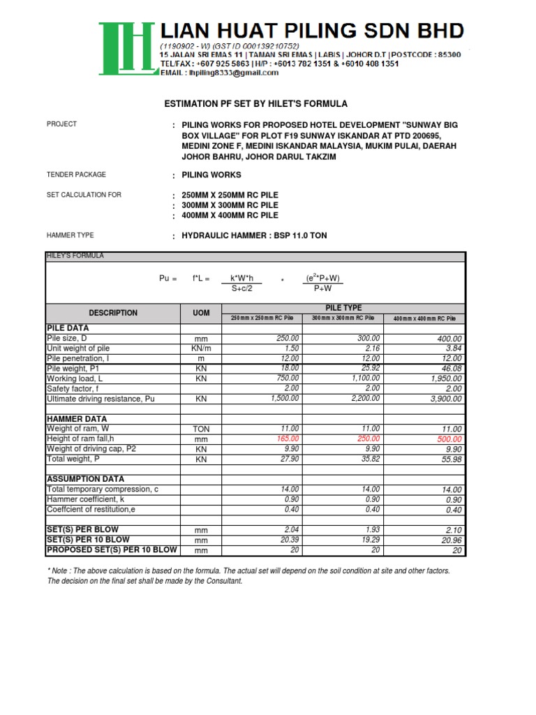 Pile Set Calculation Dated 07-May-2018 | PDF | Deep Foundation ...