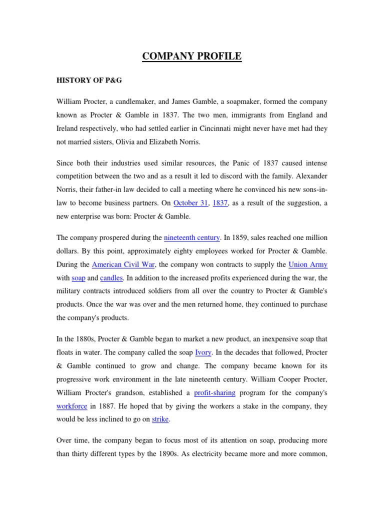 Company Profile: History of P&G | PDF | Procter & Gamble | Business