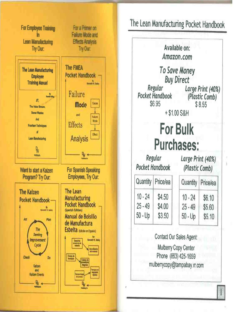 The Lean Manufacturing Pocket Handbook PDF | PDF