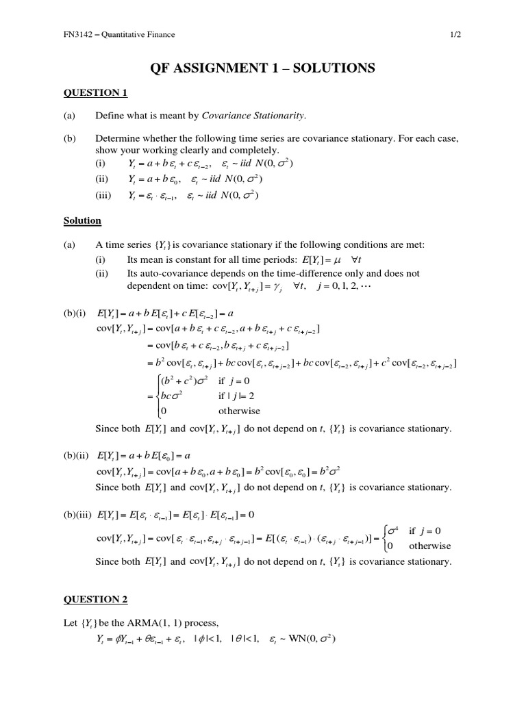 Quantitative Finance Problems and Solutions | PDF | Stationary Process ...
