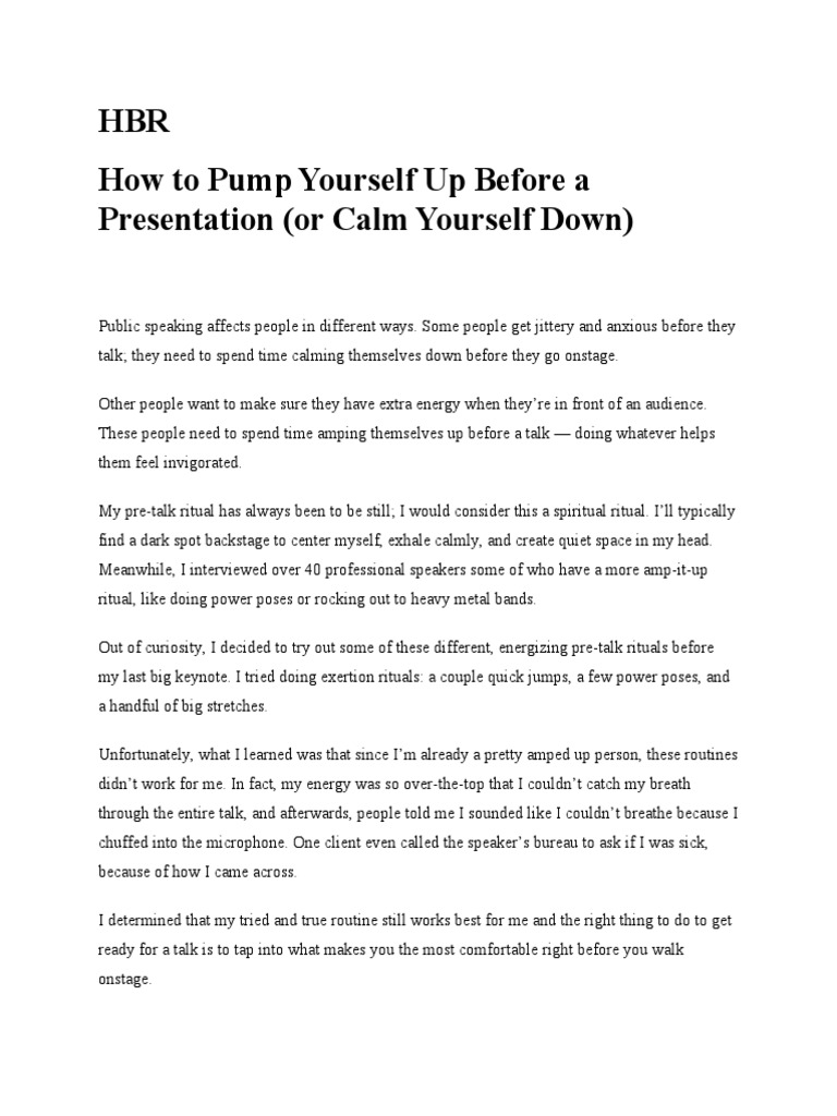 How To Pump Yourself Up Before Presentation | PDF | Empathy | Psychology