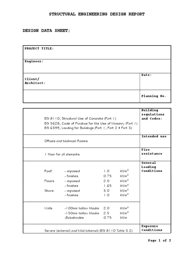Sample Design Calculation Sheet | PDF | Concrete | Structural Engineering