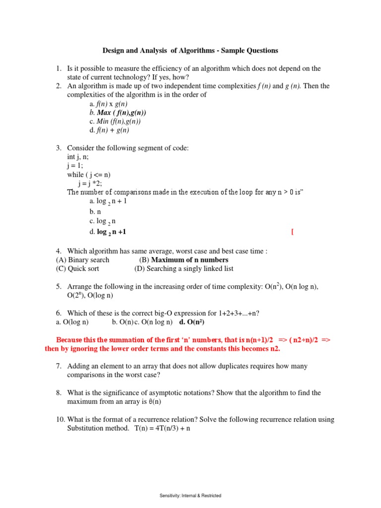 Practice Problems Pdf Recurrence Relation Time Complexity