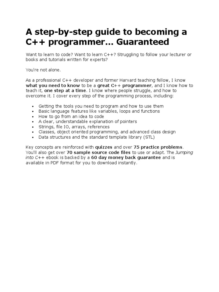 A Step-By-Step Guide To Becoming A C++ Programmer... Guaranteed | PDF