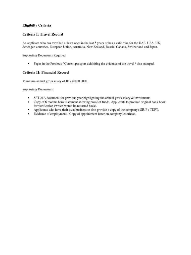 UAE Visa Eligibility Criteria Guide | PDF