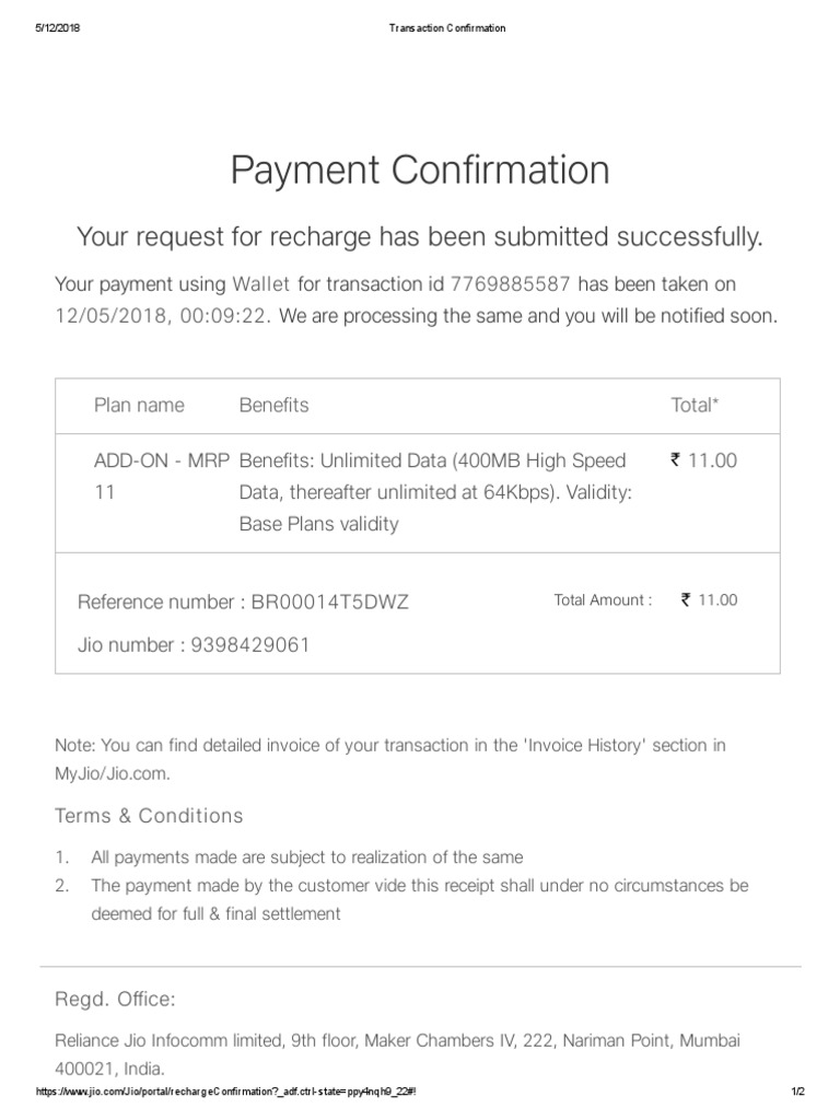 Transaction Confirmation | PDF