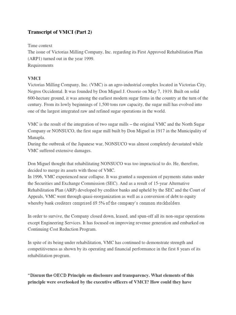 Transcript of VMCI | PDF | Board Of Directors | Corporate Governance