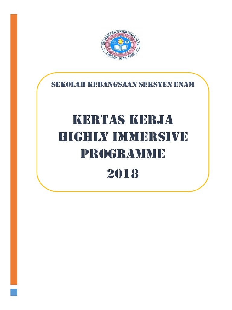 Kertas Kerja HIGHLY IMMERSIVE PROGRAMME | PDF