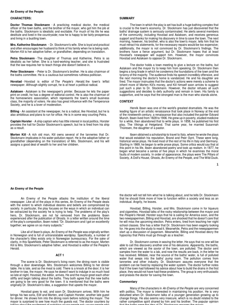 Doctor Stockmann's Dilemma Explained | PDF | History