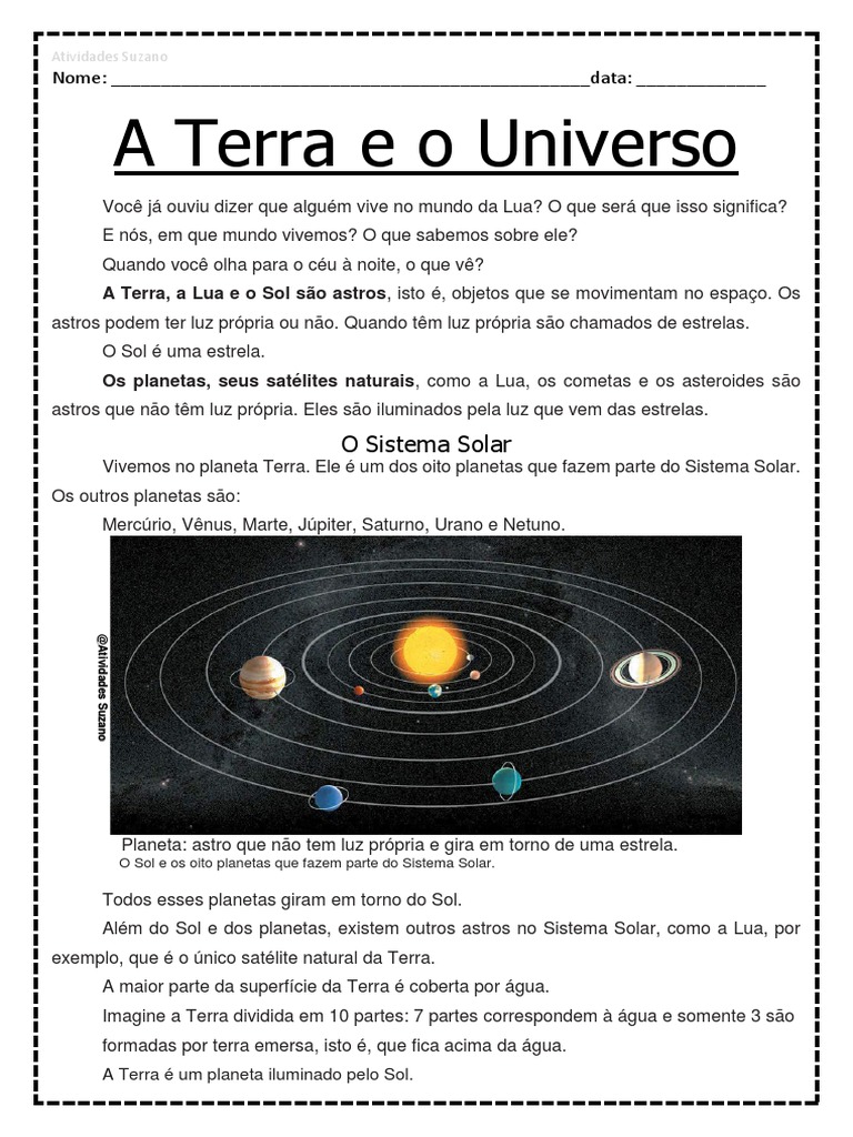 A Terra e o Universo | PDF | Planetas | Sistema Solar