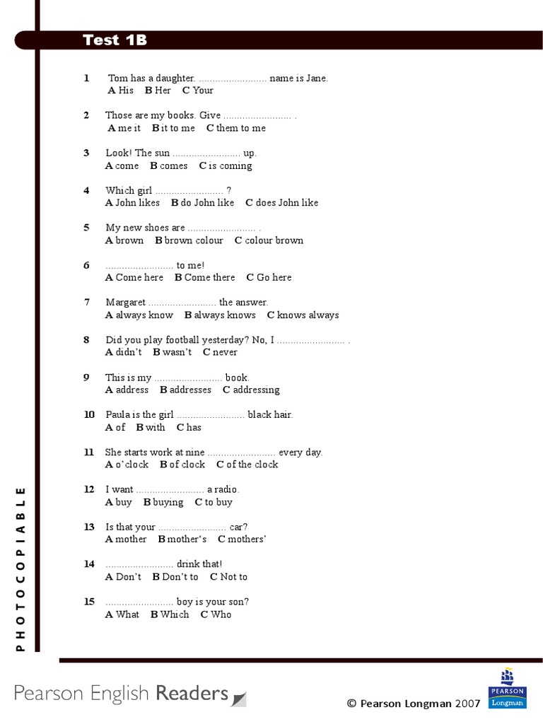 Level 1 Test A | PDF
