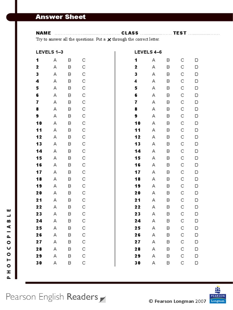 Answer Sheet: © Pearson Longman 2007 | PDF