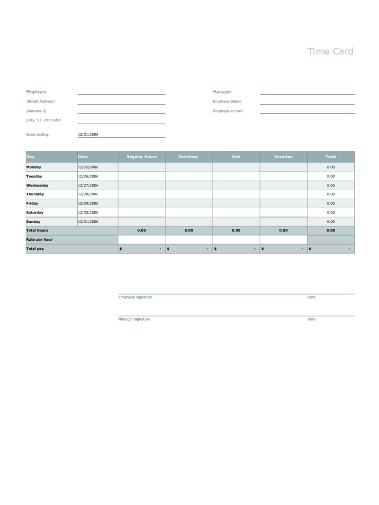 Time Card: Employee Manager | PDF