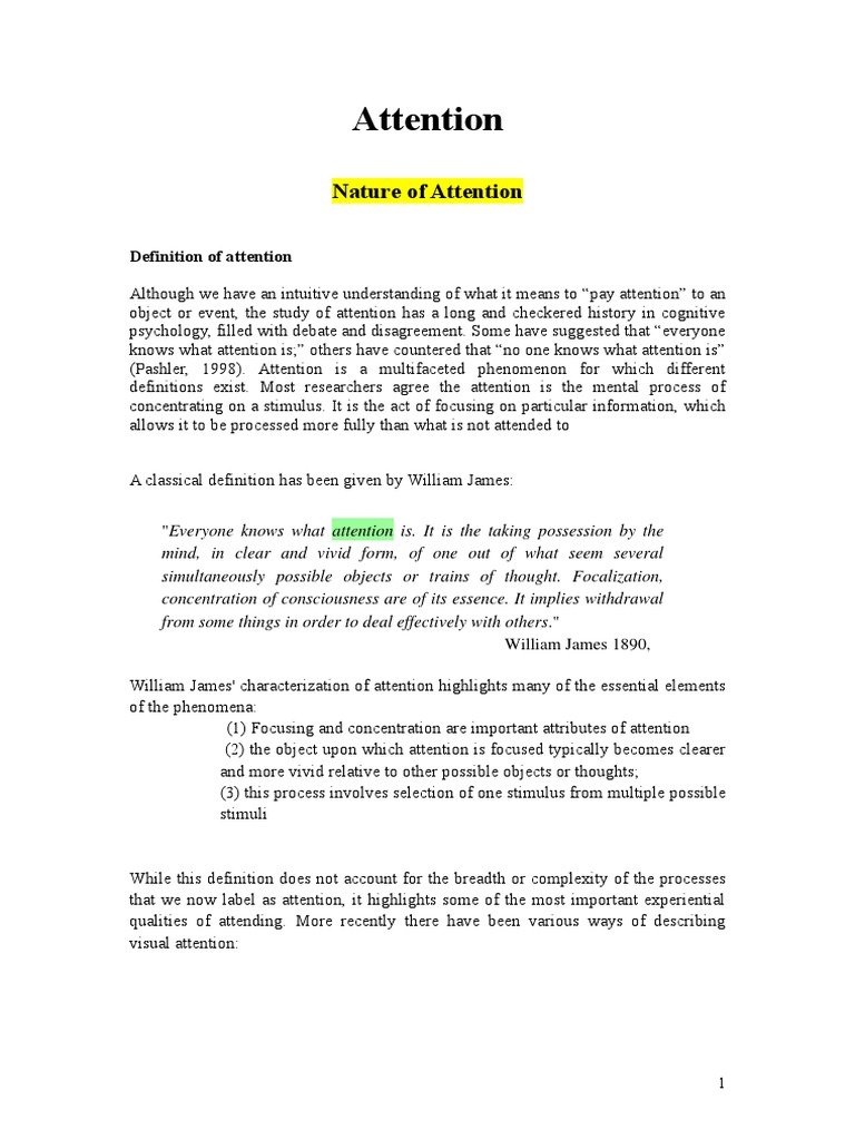 Attention | PDF | Attention | Nervous System