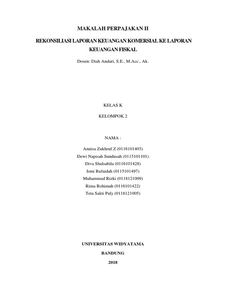 Rekonsiliasi LK Komersial Dan LK Fiskal Jasi | PDF