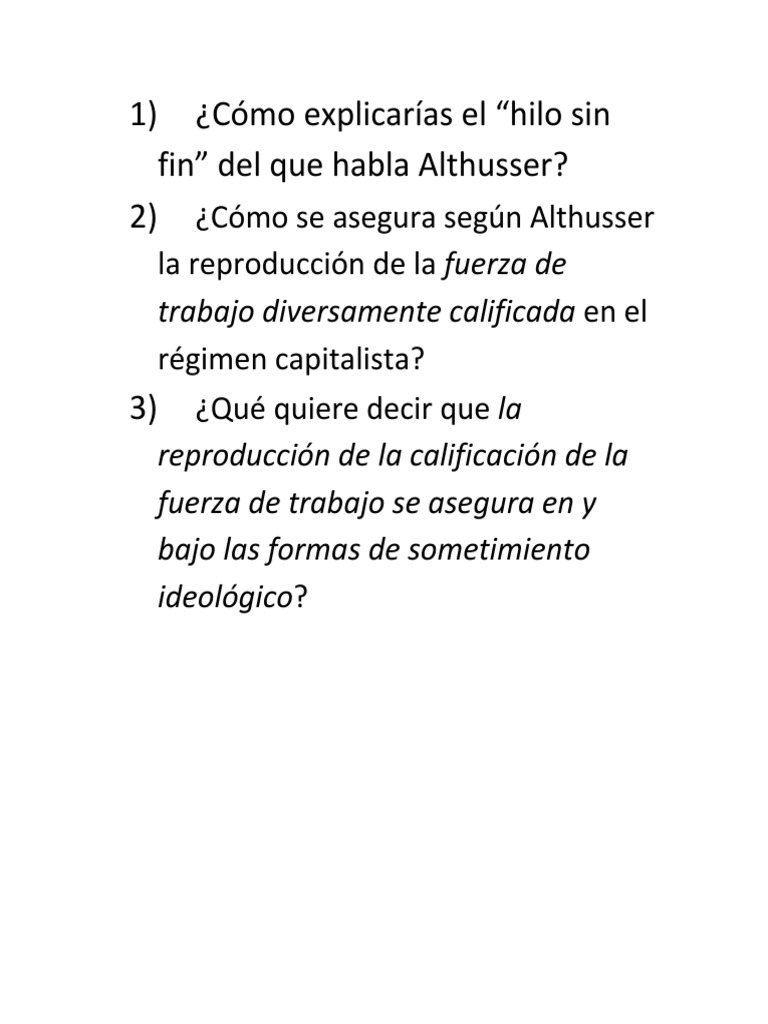 1) ¿Cómo Explicarías El "Hilo Sin Fin" Del Que Habla Althusser? 2) | PDF | Hero | Britney Spears