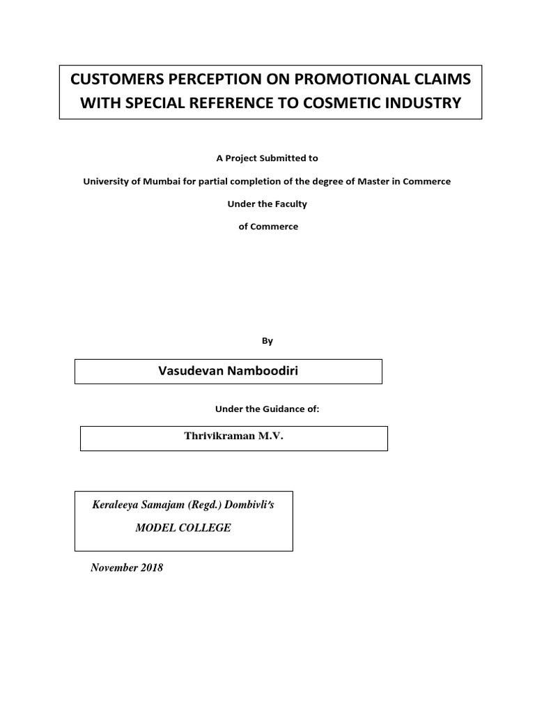 Cosmetic Project | PDF | Consumer Behaviour | Cosmetics