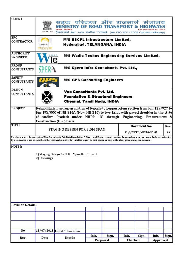 Complete Staging Design For 3.0m Span | PDF | Bending | Column
