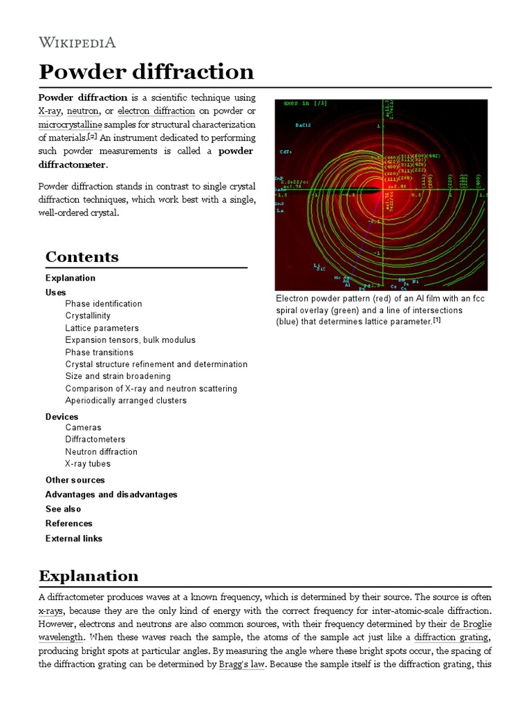 Powder Diffraction | PDF | X Ray Crystallography | Crystal Structure
