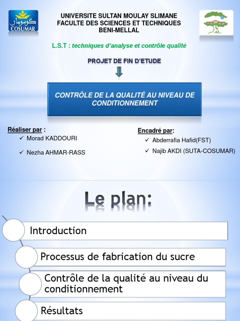 Pfe Controle Qualuté Cosumar | PDF | Sirop | Sucre