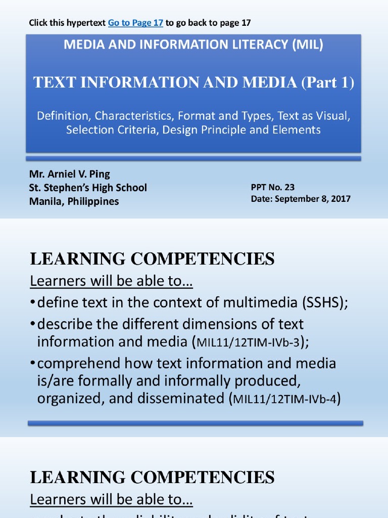 Media and Information Literacy Mil Text Information and Media Part 1 | PDF