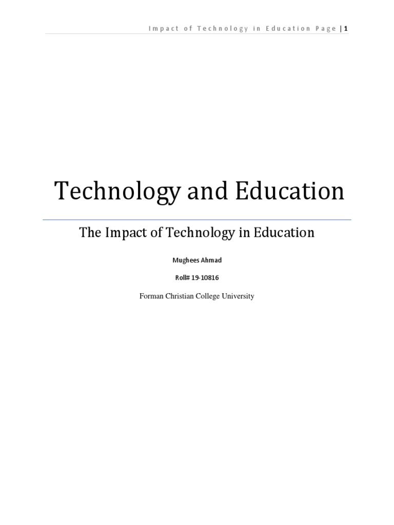 Technology's Impact on Education | PDF | Educational Technology | Lecture