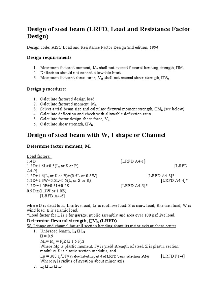 Asd Beam Design | PDF | Beam (Structure) | Bending